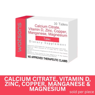 WATSONS GENERICS, Calcium Citrate + Vitamin D + Zinc + Copper ...
