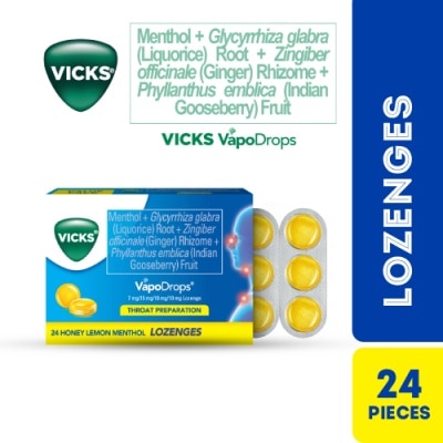 VICKS, VICKS VapoDrops Lozenges Honey Lemon 24s | Watsons Philippines