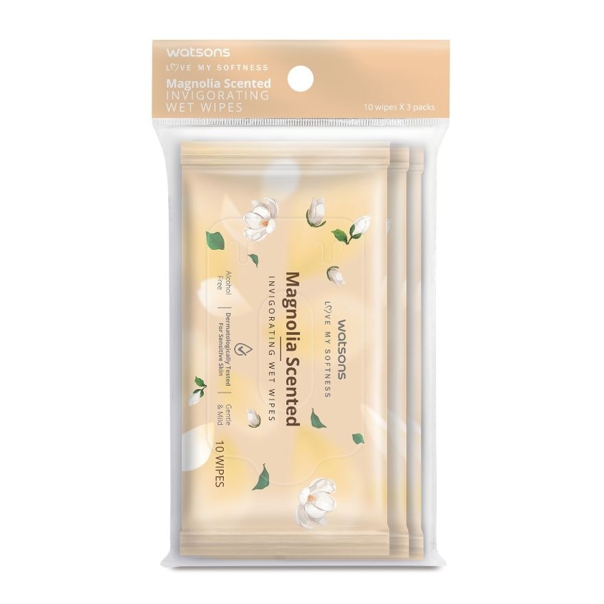 WATSONS, WATSONS Invigorating Wet Wipes Magnolia Scented 10 Wipes x 3 ...