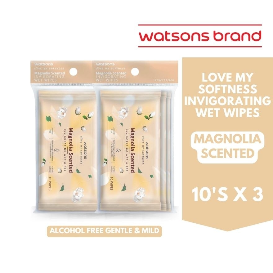 WATSONS, WATSONS Invigorating Wet Wipes Magnolia Scented 10 Wipes x 3 ...