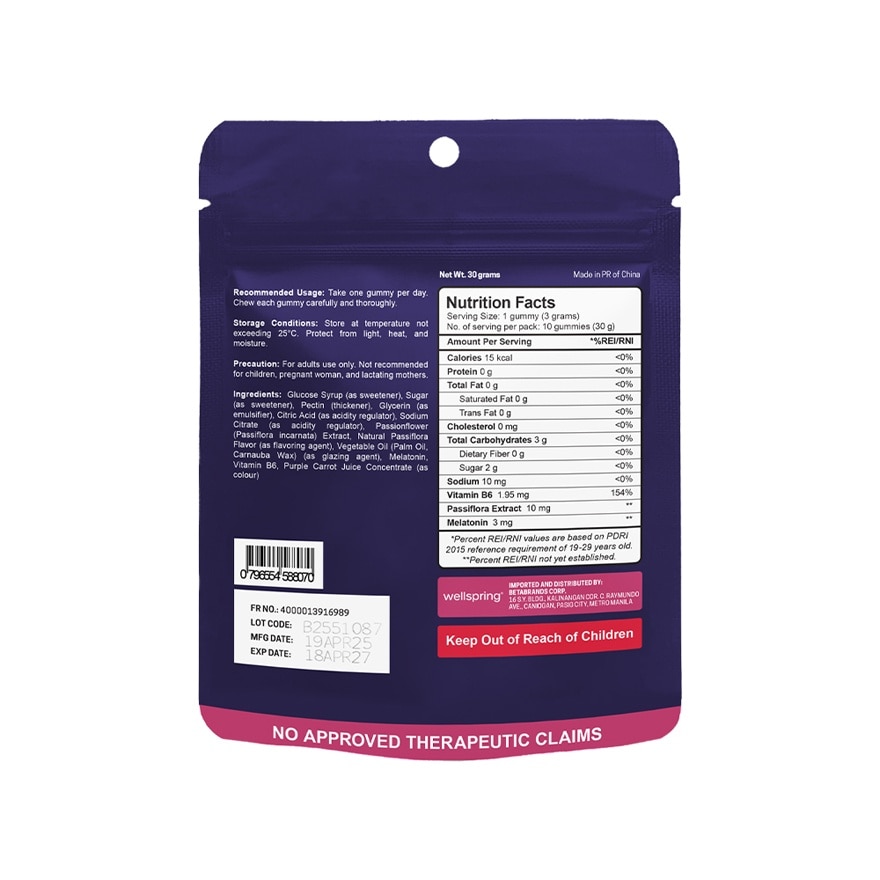 WELLSPRING, WELLSPRING Melatonin Gummies 10s x 3mg | Watsons Philippines