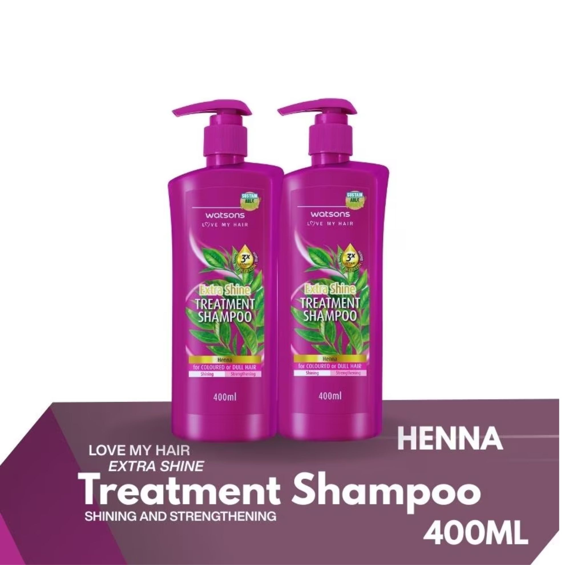 WATSONS, WATSONS Henna Extract Treatment Shampoo 400ml X2- Bundle ...