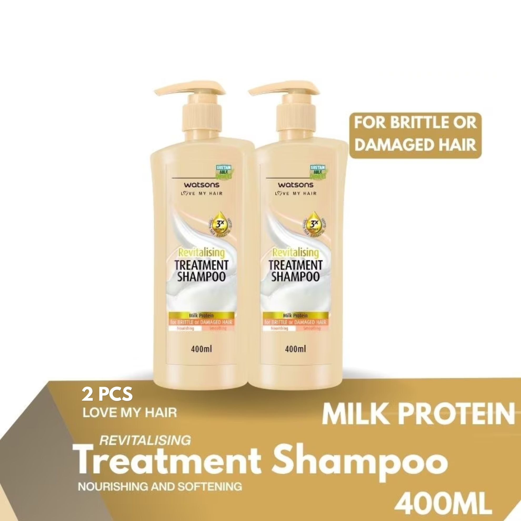 WATSONS, WATSONS Revitalizing Milk Protein Treatment Shampoo 400ml X2 ...