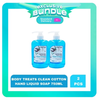 BODY TREATS, BODY TREATS Clean Cotton Hand Liquid Soap 750ml x 2 Bundle ...