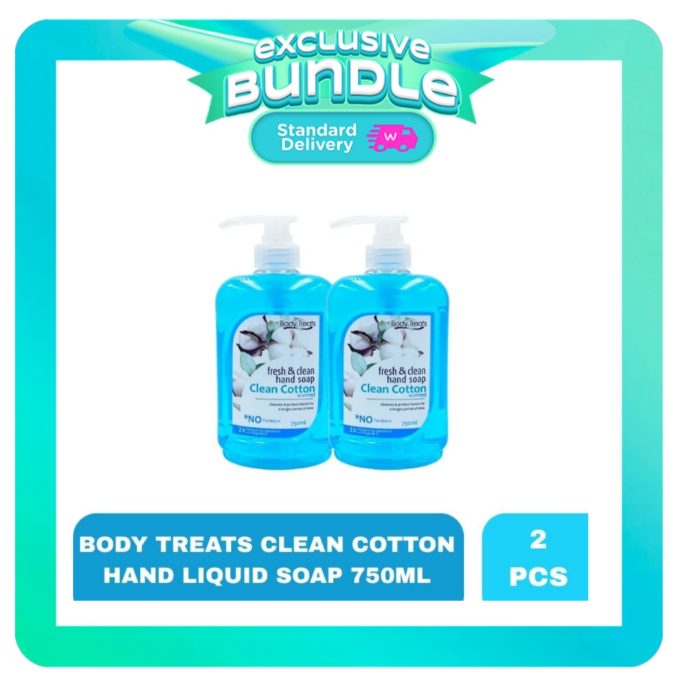BODY TREATS, BODY TREATS Clean Cotton Hand Liquid Soap 750ml x 2 Bundle ...