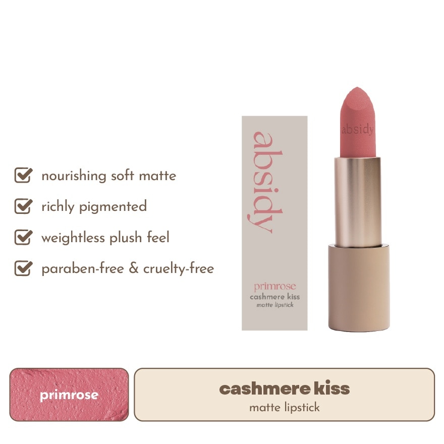 ABSIDY, ABSIDY Cashmere Kiss Matte Lipstick Primrose 3 2g | Watsons ...