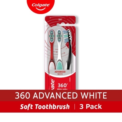 COLGATE, Colgate 360 Advanced White Toothbrush 3Pk (Soft) | Watsons ...