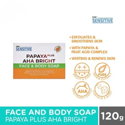 DR SENSITIVE, PAPAYA PLUS AHA Bright Face And Body Soap 120G | Watsons ...