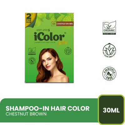 ICOLOR, ICOLOR PLUS SHAMPOO DYE 2 FOR HUE CHESTNUT BROWN 30ML | Watsons ...