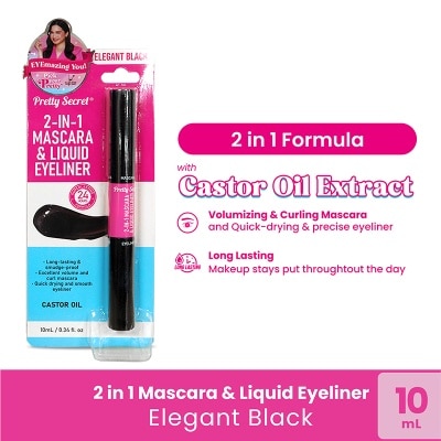 PRETTY SECRET, 2-in-1 Mascara and Liquid Eyeliner 10ML - Elegant Black ...