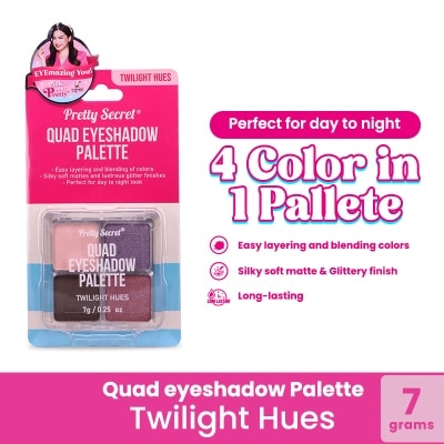 PRETTY SECRET, PRETTY SECRET Quad Eyeshadow Palette Twilight Hues 7g ...