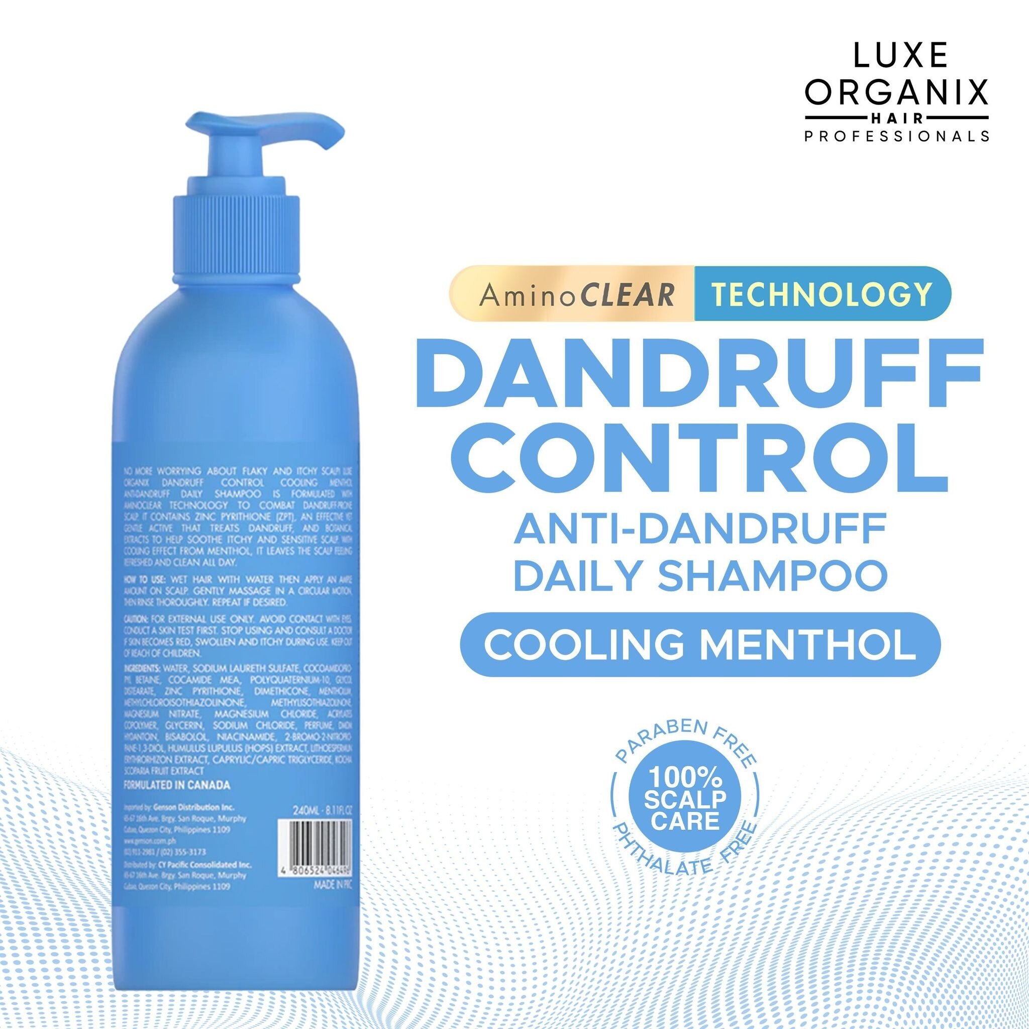 LUXE ORGANIX, Dandruff Control Cooling Menthol Shampoo 240ml | Watsons ...