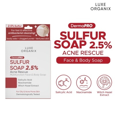 LUXE ORGANIX, LUXE ORGANIX Dermapro Sulfur Soap 2.5% Acne Rescue 80g ...