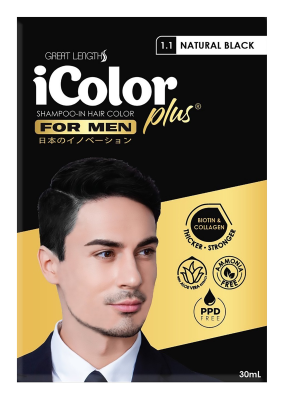 ICOLOR, Icolor Plus Shampoo-In Hair Color For Men Natual Black 30Ml ...