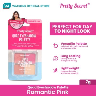 PRETTY SECRET, Quad Eyeshadow Palette - Romantic Pink 7g | Watsons ...