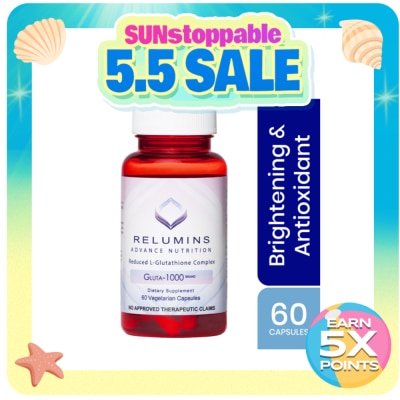 RELUMINS, L-Glutathione Bot 1000mg 60 Vegetarian Capsules | Watsons ...