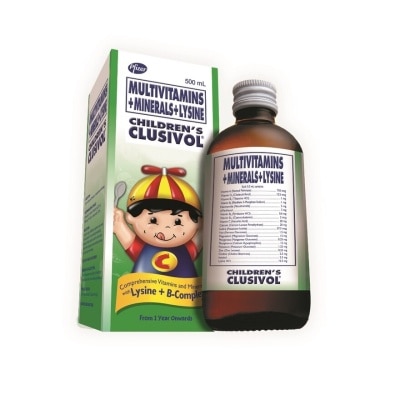 CLUSIVOL, Multivitamins + Minerals+ Lysine Syrum 500ml | Watsons ...