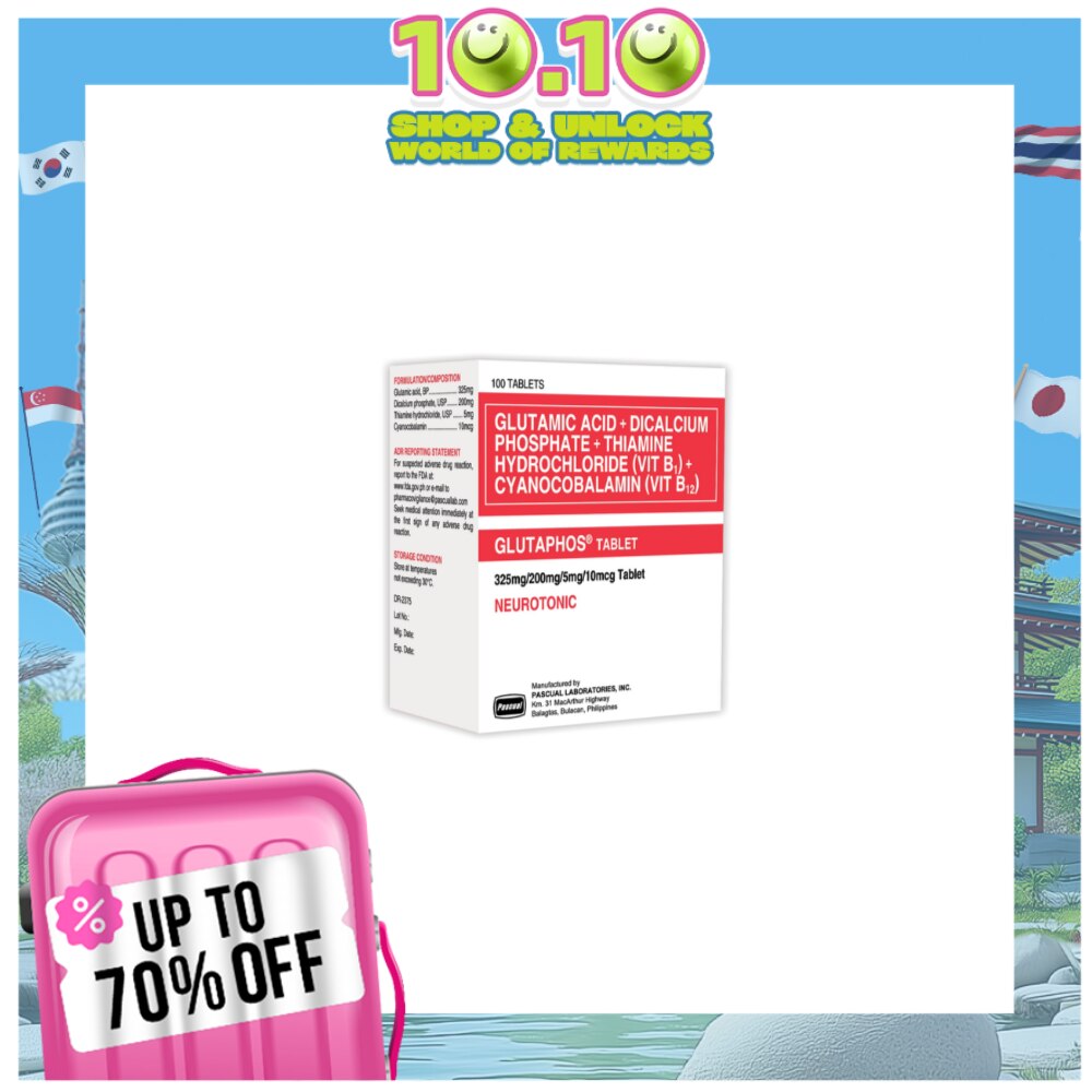 GLUTAPHOS, Dicalcium phosphate 200 mg; Glutamic acid 325 mg; Thiamine ...