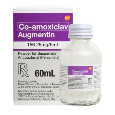 AUGMENTIN, Amoxicillin 125mg + Clavulanic acid 31.25mg Oral Suspension ...
