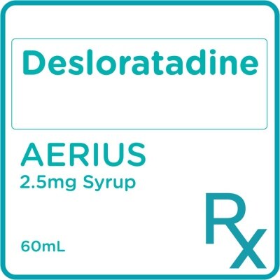 AERIUS, Desloratidine 2.5 mg/5 mL Syrup 60 mL [PRESCRIPTION REQUIRED ...