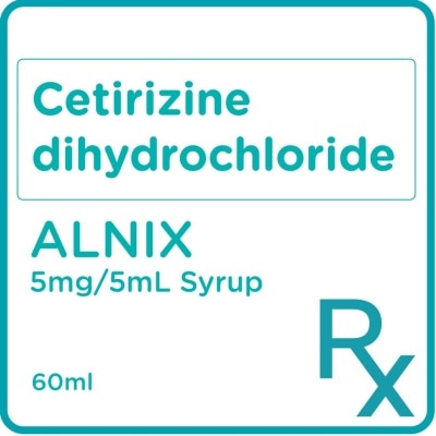 ALNIX, Cetirizine dihydrochloride 5mg/5mL Syrup 60ml [PRESCRIPTION ...