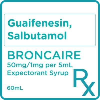 BRONCAIRE, Guaifenesin Salbutamol 50mg/1mg/5mL Syrup 60 mL ...
