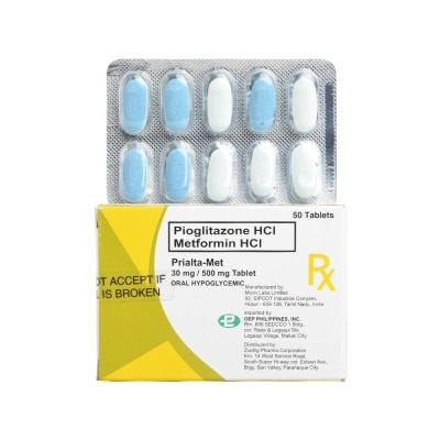 PRIALTAMET, Prialta Pioglitazone 30mg+ Metformin 500mg 1 Tablet ...