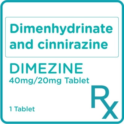 DIMEZINE, Dimenhydrinate and cinnirazine 40mg/20mg 1 Tablet ...