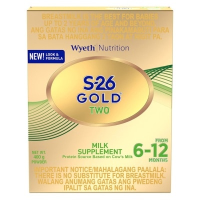 S26, Gold® Two Milk Supplement For 6-12 Months Bag in Box 400g x 1 | Watsons Philippines