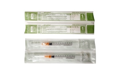SIMPLEX, Disposable Syringe 1cc.ml G-25X5/8 1 Syringe with Needle ...
