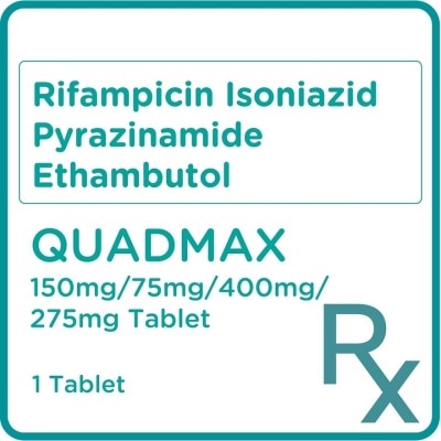 QUADMAX, Rifampicin 150mg/ Isoniazid 75mg/Pyrazinamide 400mg/Ethambutol ...