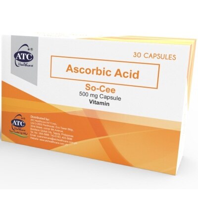 ATC HEALTH, So-Cee Ascorbic Acid 500mg 30 Capsules | Watsons Philippines