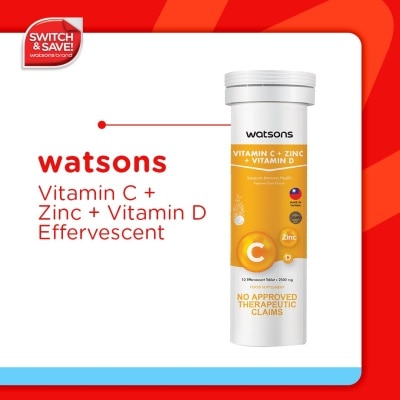 WATSONS GENERICS, Vitamin C + Zinc + Vitamin D 2500mg per Effervescent ...
