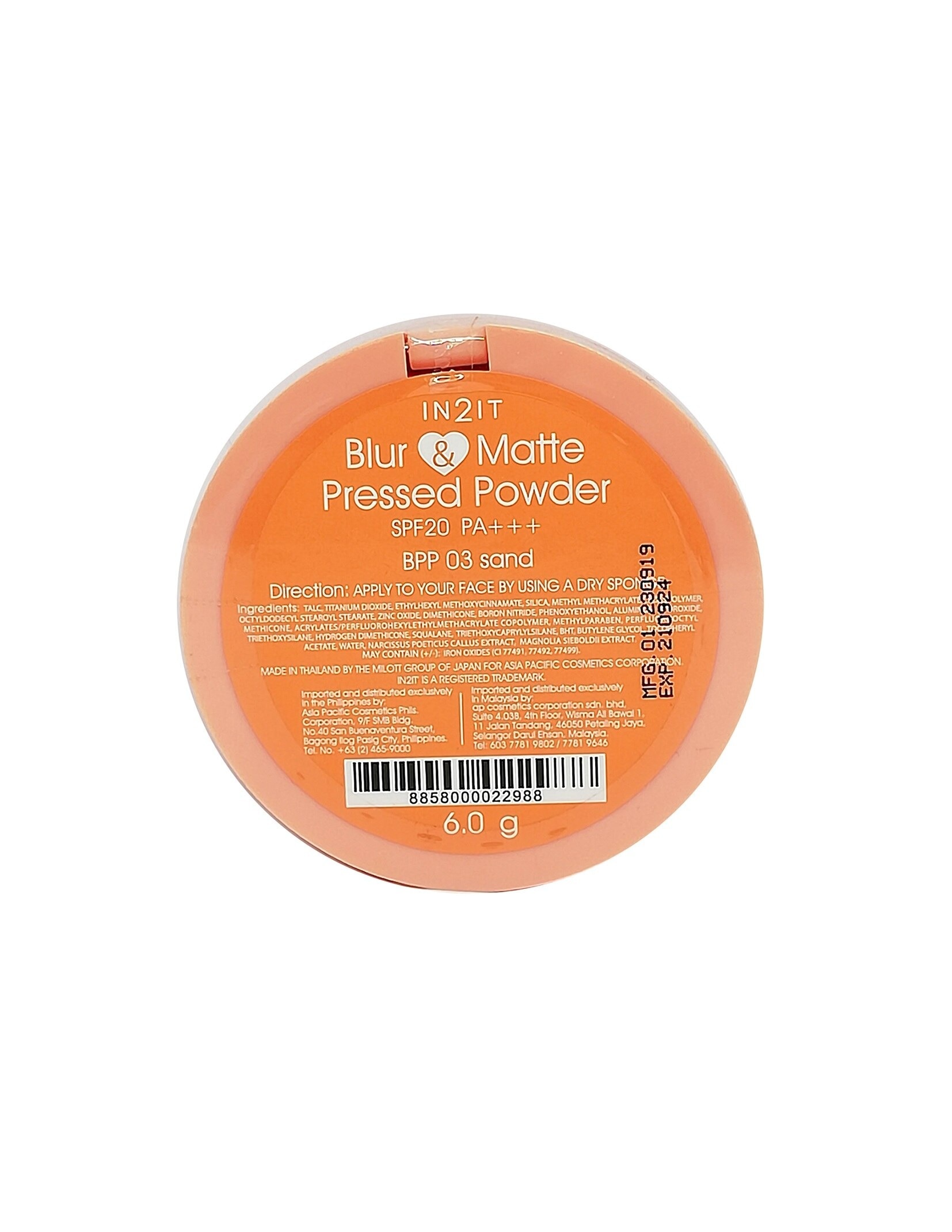 IN 2 IT, Blur & Matte Pressed Powder SPF 20 PA+++ BPP 03 Sand 15g ...