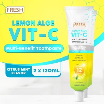 FRESH, Lemon Aloe Vit-C Multi-Benefit Toothpaste 120ml Twin Pack ...