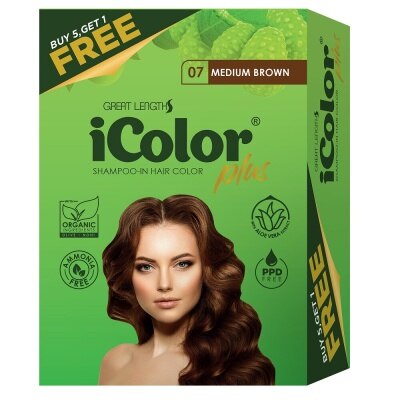 ICOLOR, Plus Shampoo-In Hair Color Medium Brown 30ml 5+1 FREE | Watsons ...