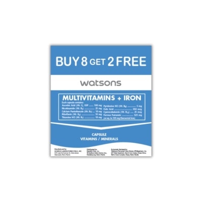 WATSONS GENERICS, WATSONS Multivitamins + Iron 8 + 2 Capsules | Watsons ...