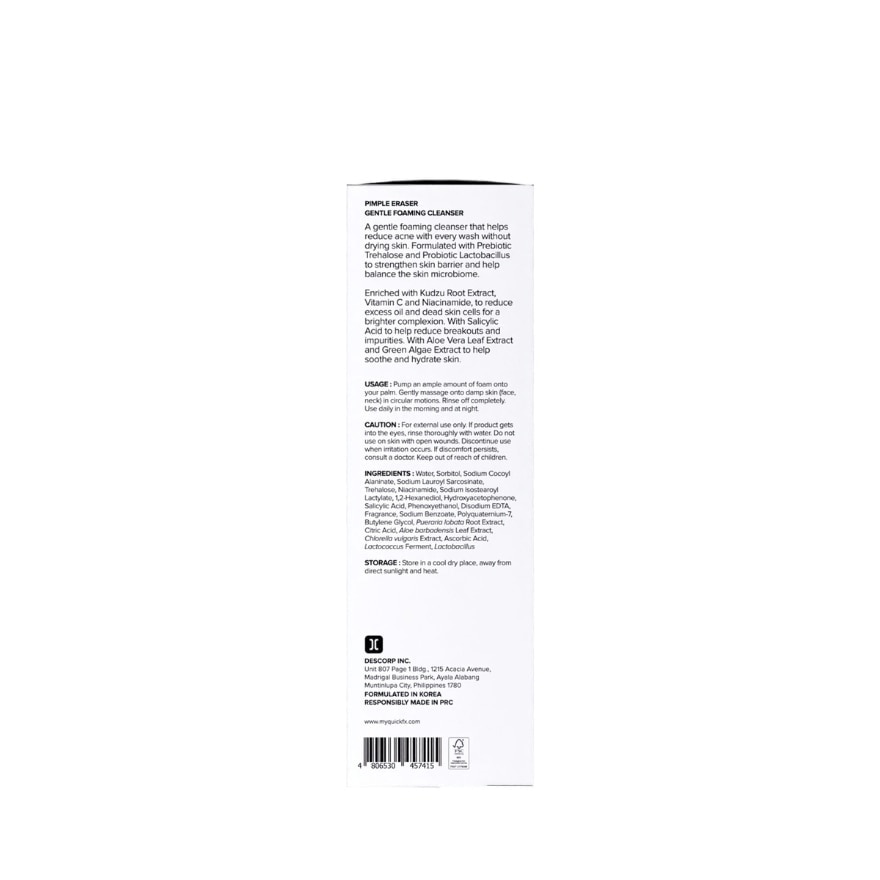 Quickfx Quickfx Pimple Eraser Gentle Foam Cleanser 120 Ml Watsons