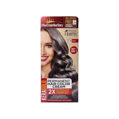 HAIRFIX, Hairfix Keragold Permanent Hair Color Cream 120Ml Gray ...