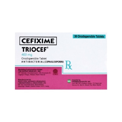 TRIOCEF, TRIOCEF Cefixime 400mg Orodispersible 1 Tablet [PRESCRIPTION ...