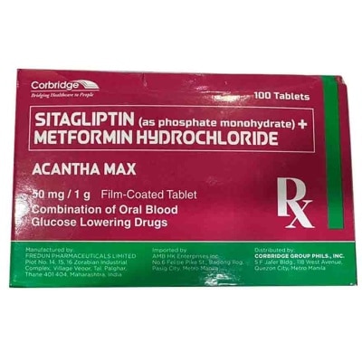 ACANTHA MAX, ACANTHA MAX Sitagliptin + Metformin Hydrochloride 50mg Sold Per Piece [PRESCRIPTION ...