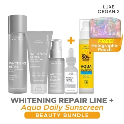 LUXE ORGANIX, LUXE ORGANIX Whitening Repair Line + Aqua Daily Sunscreen ...