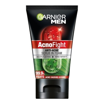 GARNIER, GARNIER Men AcnoFight Anti-Acne Scrub in Foam Cleanser 100ml | Watsons Philippines