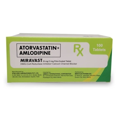 MIRAVAST, MIRAVAST Atorvastatin + Amlodipine 10mg/5mg Film-Coated ...