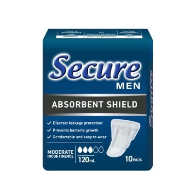SECURE, SECURE Men Absorbent Shield Moderate Incontinence 120ml ...